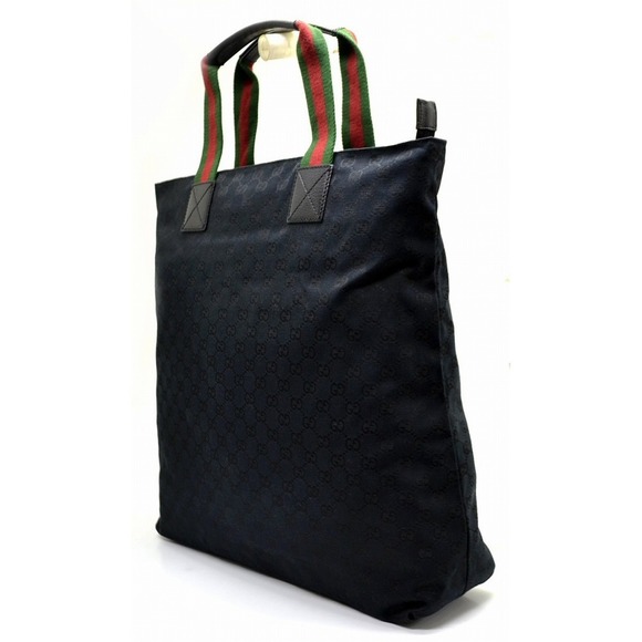 Gucci | Bags | Gucci Gg Black Bag Red Line Green Webbing Tote | Poshmark
